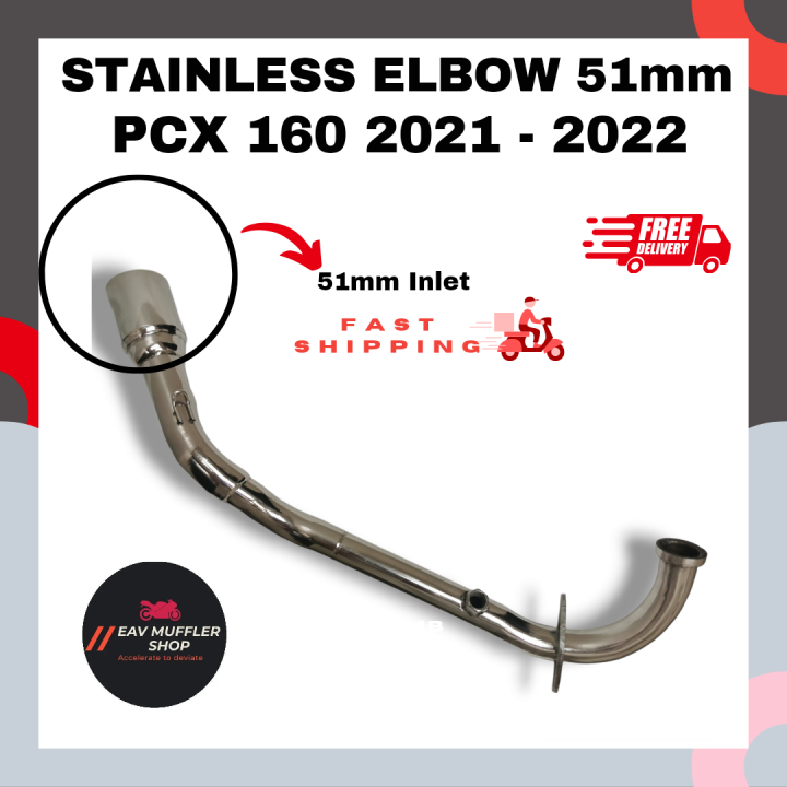 Stainless Elbow 51mm Motorcycle Exhaust Muffler Pipes for PCX 160 2021 ...