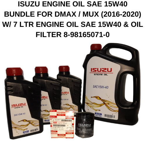 ISUZU ENGINE OIL SAE 15W40 BUNDLE FOR DMAX / MUX (2016-2020) W/ 7 LTR ...