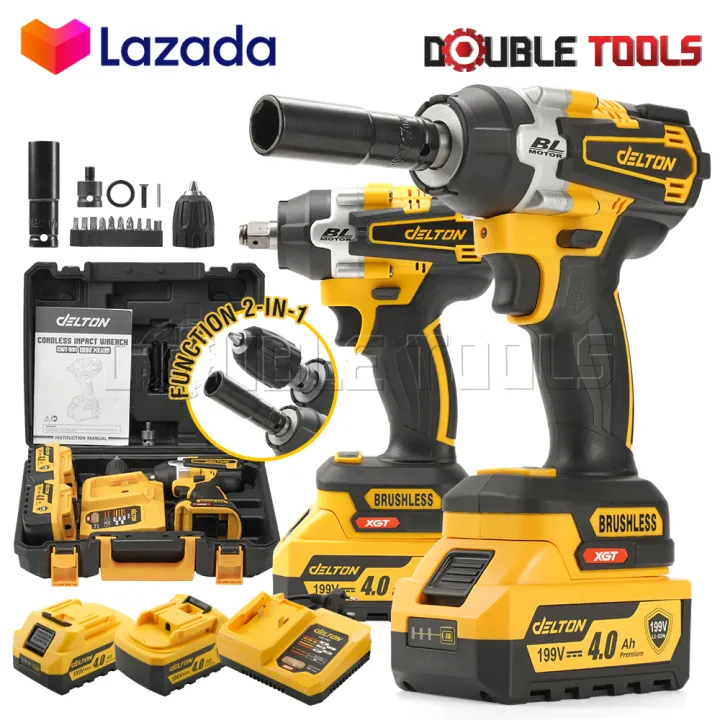 DELTON 2in1 บล็อกแบต & สว่าน 199V รุ่นใหม่! มอเตอร์ BRUSHLESS ไร้แปรงถ่าน พร้อมแบตเตอรี่ Li-ion ...