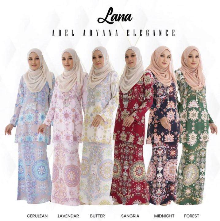 ADEL ADYANA Baju Kurung Lana Como Crepe Bf Friendly Baju Raya 2024 Printed Batik Murah | Lazada