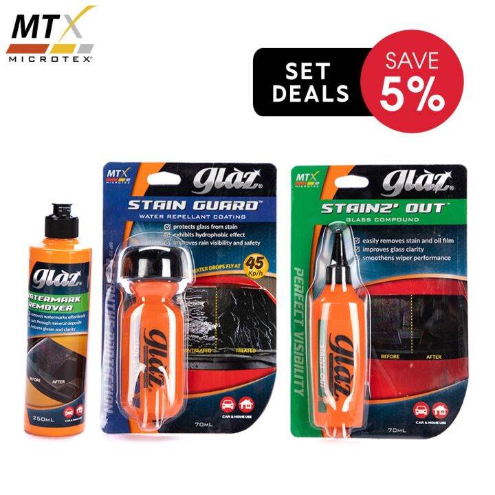 Microtex Glaz Series Package 1 (Glaz Stainz' Out 70ml, Glaz Stain Guard ...