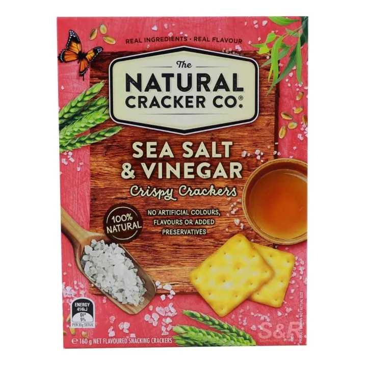 The Natural Cracker Co. Sea Salt And Vinegar Crispy Crackers 160g ...