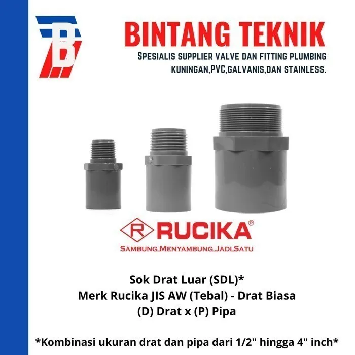 Sok Drat Luar (SDL) PVC Rucika 1 1/4" inch | Lazada Indonesia