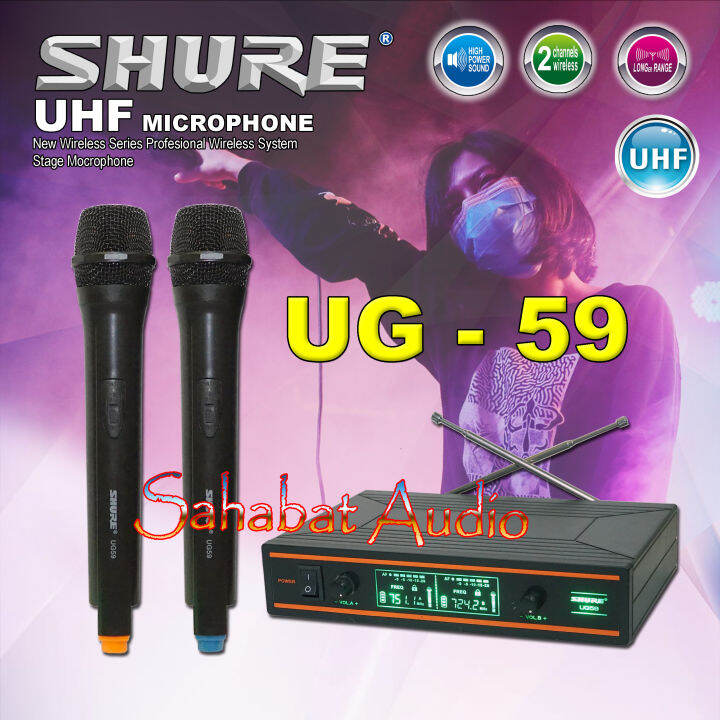 MIC WIRELESS UG 59 / MICROPHONE WIRELESS SHURE UG - 59 / MIC GENGGAM 2 ...