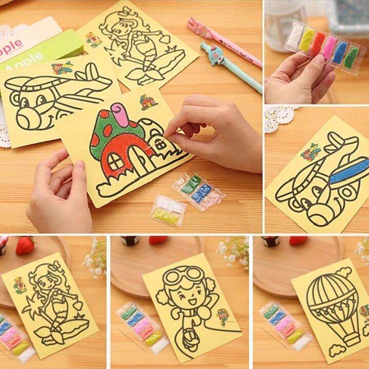MAINAN ANAK MEWARNAI PASIR STIKER GAMBAR / MAINAN EDUKASI ANAK LUKISAN ...