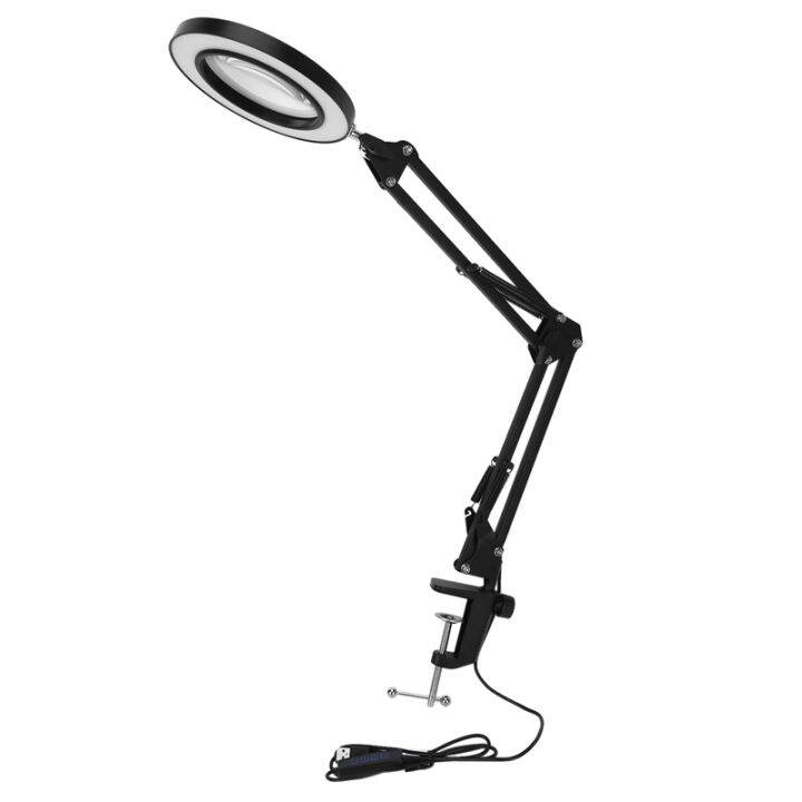 LED Magnifying Lamp with Clamp, 10 Levels Dimmable, 3 Color Modes, 5 ...