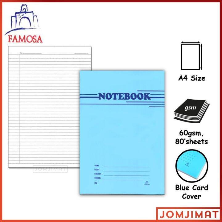 Famosa A4 Blue Card Cover Exercise Notebook Book 80'sheets 60gsm / Buku ...
