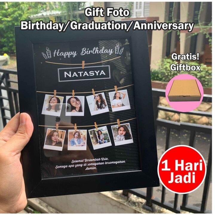 Gift Ultah Kado ulang tahun Cetak Foto Plus Bingkai Kaca Minimalis ...