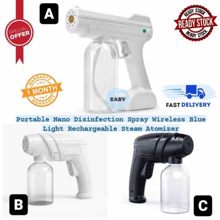 [EASY] Portable Nano Disinfection Spray Wireless Blue Light Atomizing ...