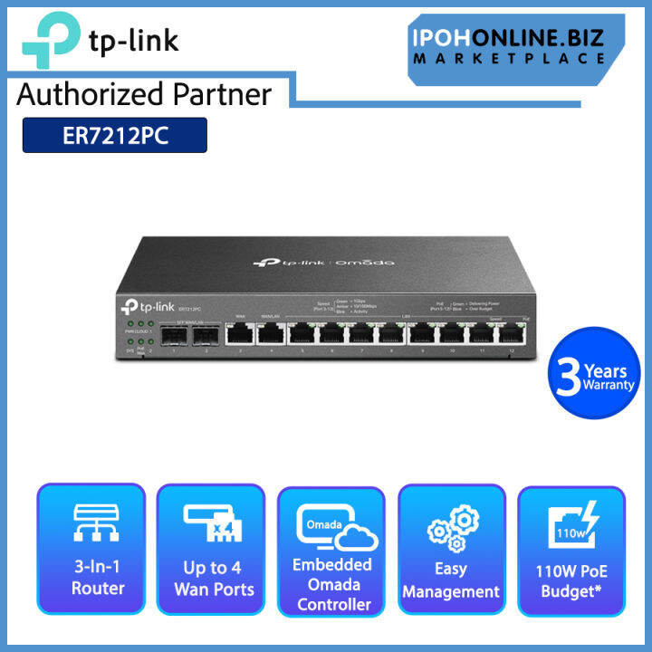 TP-LINK ER7212PC Omada 3-in-1 Gigabit VPN Router With POE+ Ports ...
