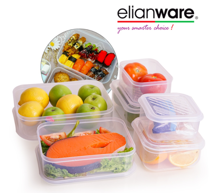 🔥 Elianware Rectangular Food Keeper Plastic Container Box Tupperware ...