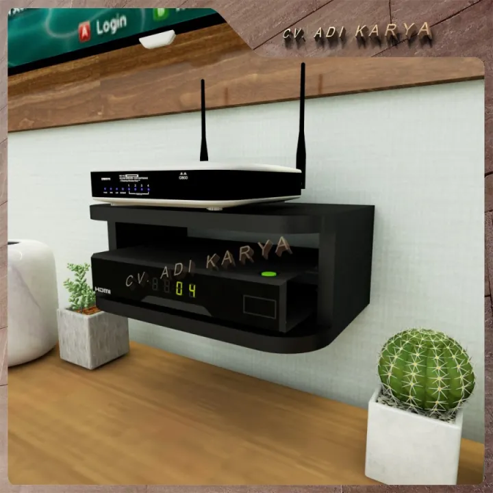 Rak Gantung Tempat Remote TV Modem Wifi Meja Screen Top Shelf Monitor ...