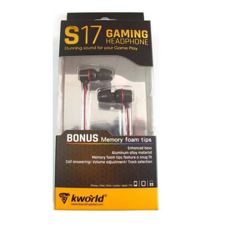 หูฟัง Kworld S17 Gaming Earphones - สีดำแดง | Lazada.co.th