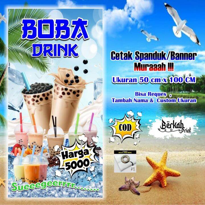 Spanduk Banner Minuman Boba Ukuran 50 cm x 100 cm | Lazada Indonesia