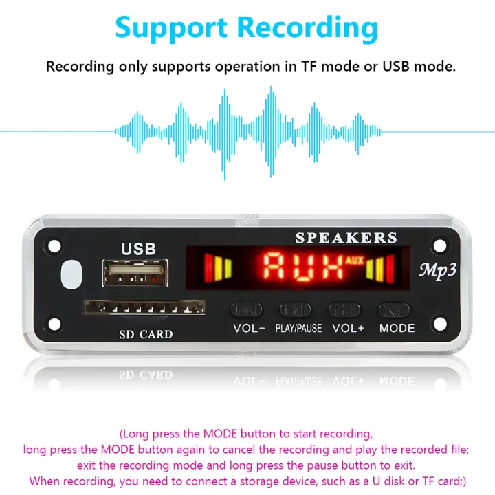 2 X 25W Stereo MP3 WMA Decoder Board Color Screen Bluetooth-compatible ...