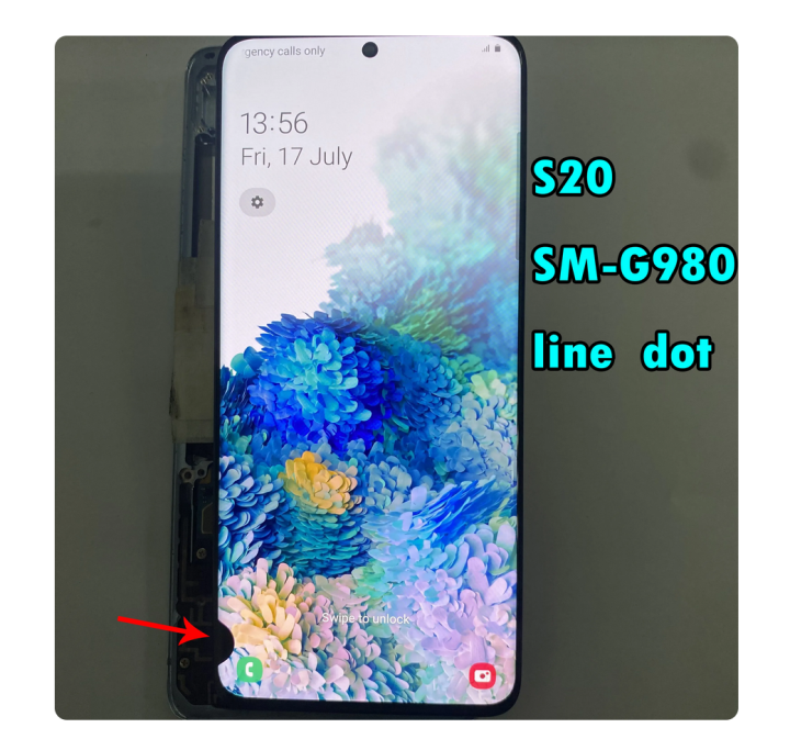 ทางเลือกเดียวเส้นจุดต้นฉบับจอ LCD สำหรับ Samsung Galaxy S20 G980หน้าจอ ...