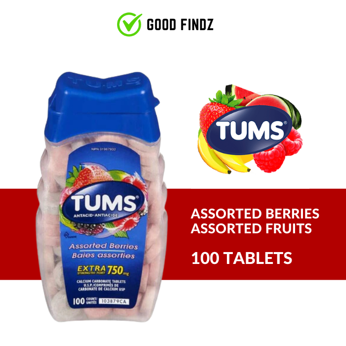 Tums Antacid Extra Strength 750mg 100 chewable tablets Assorted Fruits ...