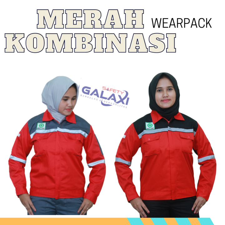 Wearpack atasan/baju proyek warna MERAH Kombinasi ABU/Merah Kombinasi ...