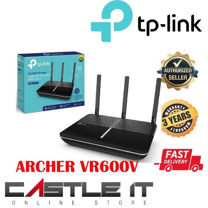 TP-LINK ARCHER VR600V N300 Dual Band AC1600 VDSL/ADSL Gigabit Modem ...