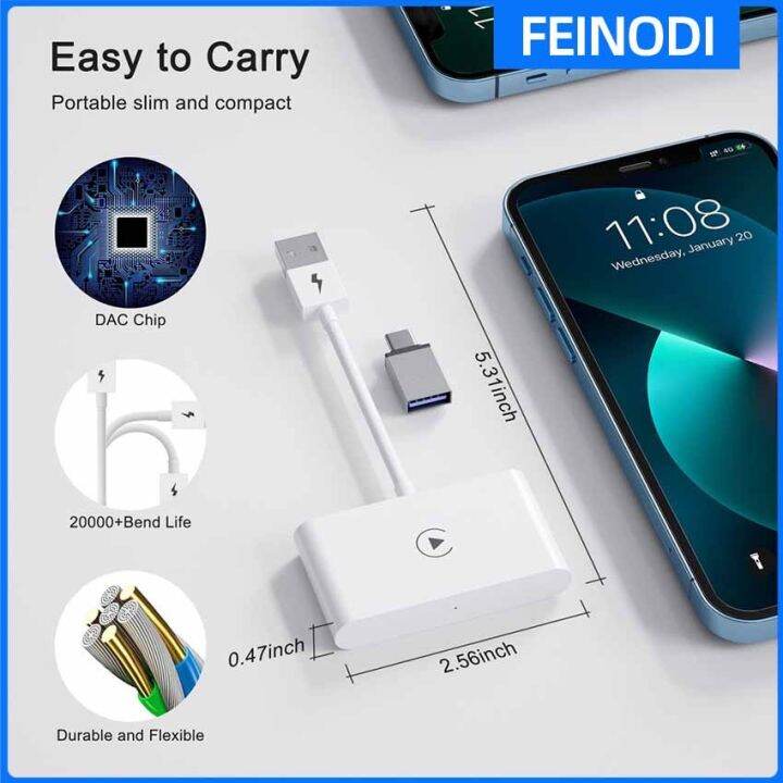 FEINODI Wireless a/pple Carplay Adapter Cell Phone WIFI Carplay 2air ...