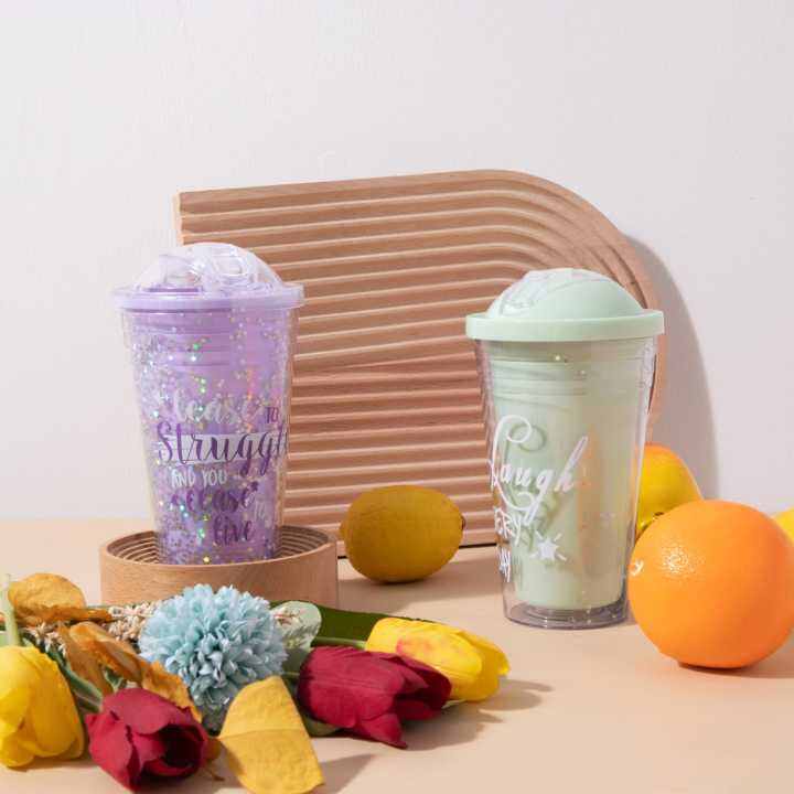 Gelas Botol Minum Air Sedotan 450ml Glitter Tumbler Cups Blink / Botol ...