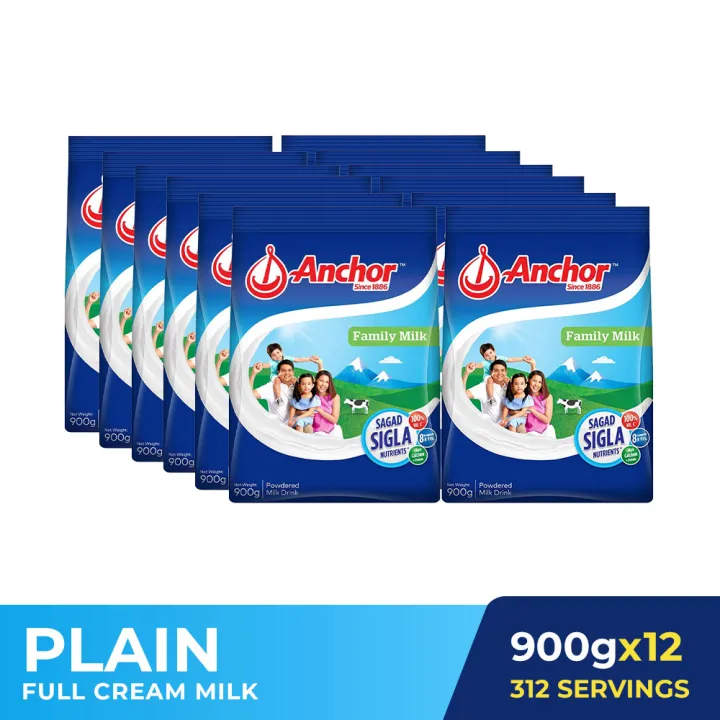 Anchor Family Milk Powder Plain 900G x12 | Lazada PH