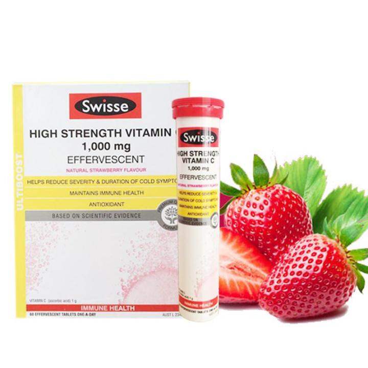 Swisse Strawberry flavor High Strength VC 60 Effervescent Tablets ...