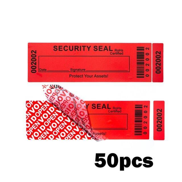 100% Total Transfer Tamper Evident Labels Security Warranty Void Stickers Red Large 35*120 Mm ...