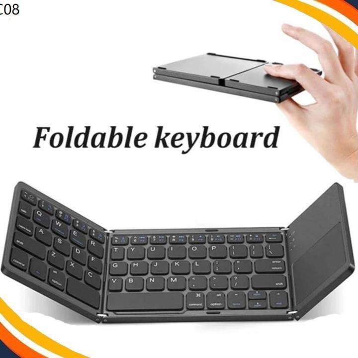 B033 Portable Twice Folding Bluetooth Keyboard BT Wireless Foldable ...
