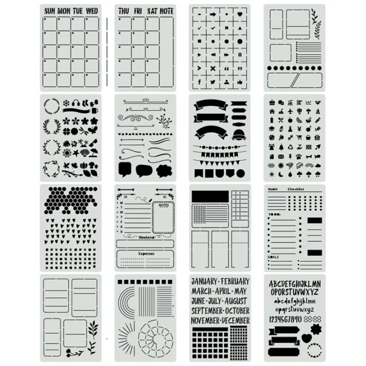 16Pcs Journal Stencils Set -Ultimate Productivity Planner Stencil for ...