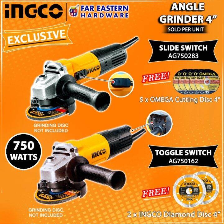 INGCO Angle Grinder Slide Toggle Switch 4 750W AG750283 AG750162 W ...