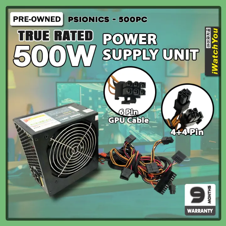 500W True Rated Power Supply Unit / Psionics-500PC / with GPU cable ...