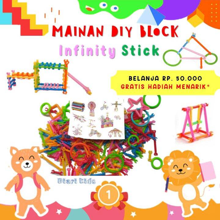 Mainan Bricks Model Lego Stick Infinity Block / Mainan DIY Kreatifitas ...