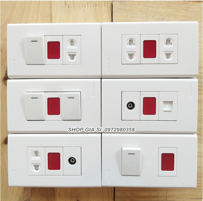 COMBO Công tắc - Ổ cắm, Ổ Mạng lan, Ổ điện thoại SINO S18CC Chính hãng ...
