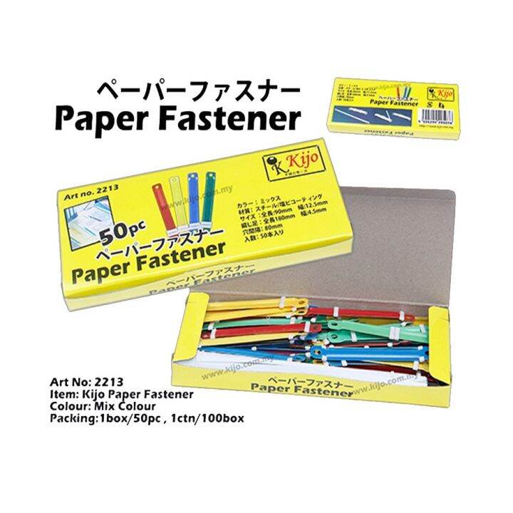 Kijo Paper Fasteners (50'set/Box) / Fastener A4 Paper / Paper Clip ...