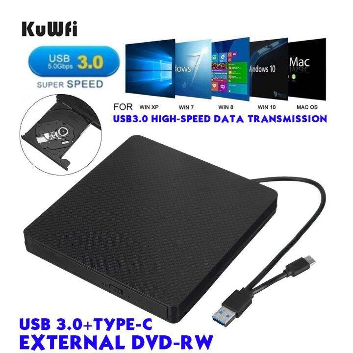 External DVD Drive Optical Drive USB 3.0 Type-C CD ROM Player CD-RW ...