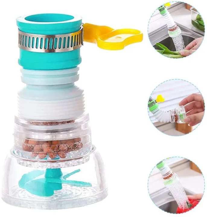 Faucet Splash Filter Water Saving Water Filter Foldable 360 Rotating ...