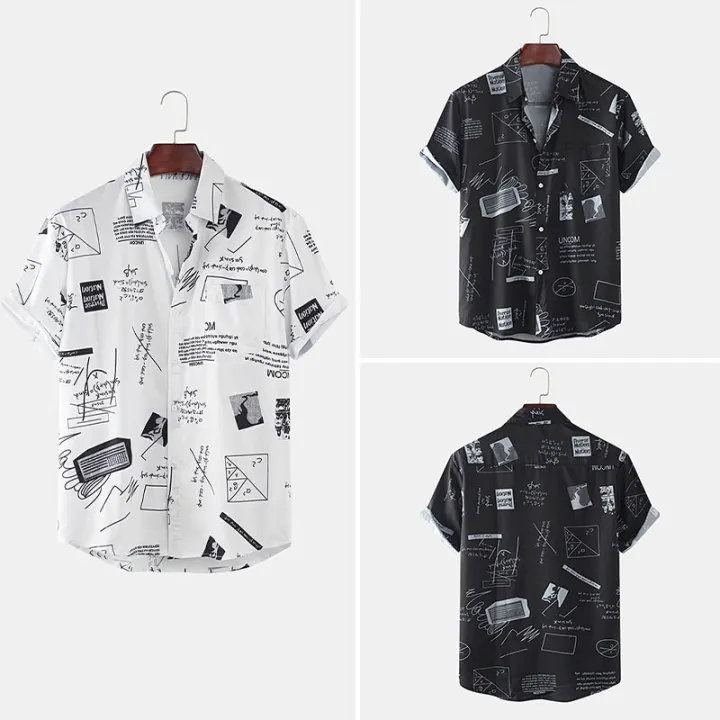 Beehoo Mensclo Mens Funny Abstract Cartoon Slogan Chest Pocket Short ...