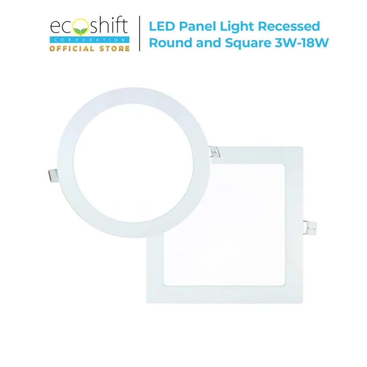 【local stock】 Ecoshift LED Panel Light Recessed Round Square 3W 6W 12W ...