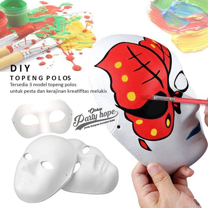 Topeng Polos DIY / Topeng halloween / Mask Party / topeng Polos Lukis ...