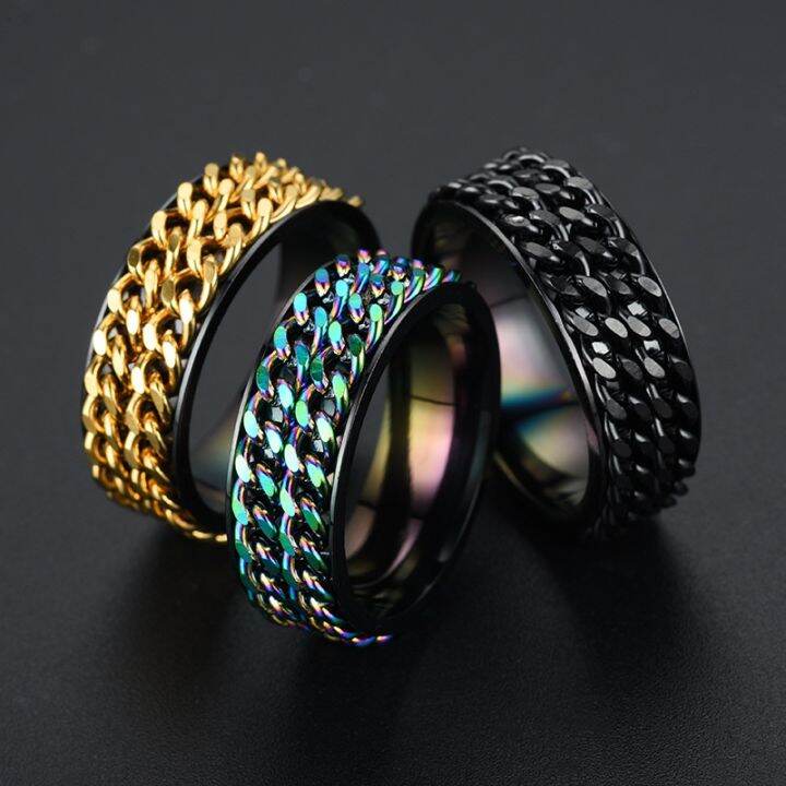 Brand new 8mm titanium steel double chain ring that can spin,retro ...