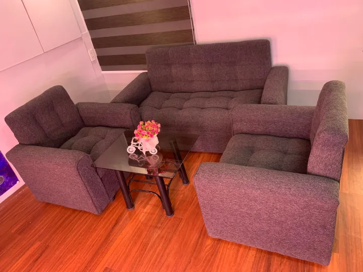 Ambassador gray sofa set with center table brand new uratex06 | Lazada PH