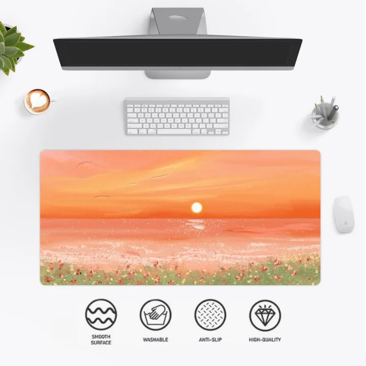 Large pink mouse pad player cute kawaii game mouse pad rubber lock edge ...