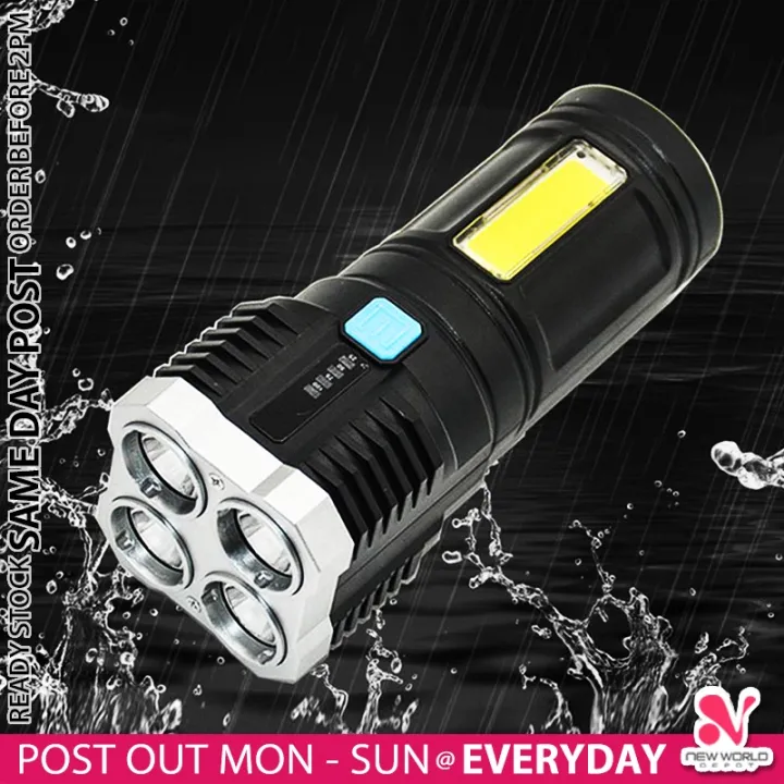 𝟰 𝗟𝗜𝗚𝗛𝗧 𝗠𝗢𝗗𝗘𝗦 》4 LED COB Torchlight Waterproof Rechargeable Torch Light ...