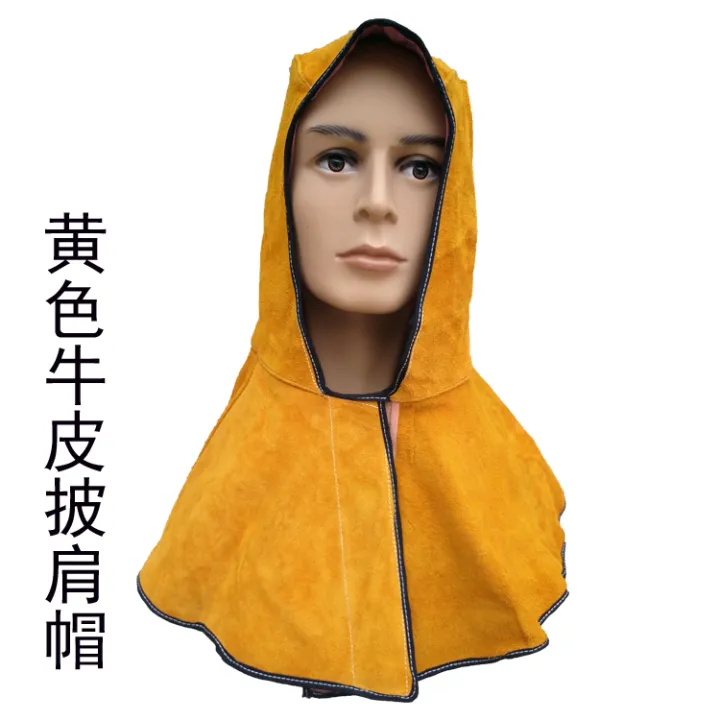 Custom-made cowhide welding shawl hat flame-retardant and heat ...