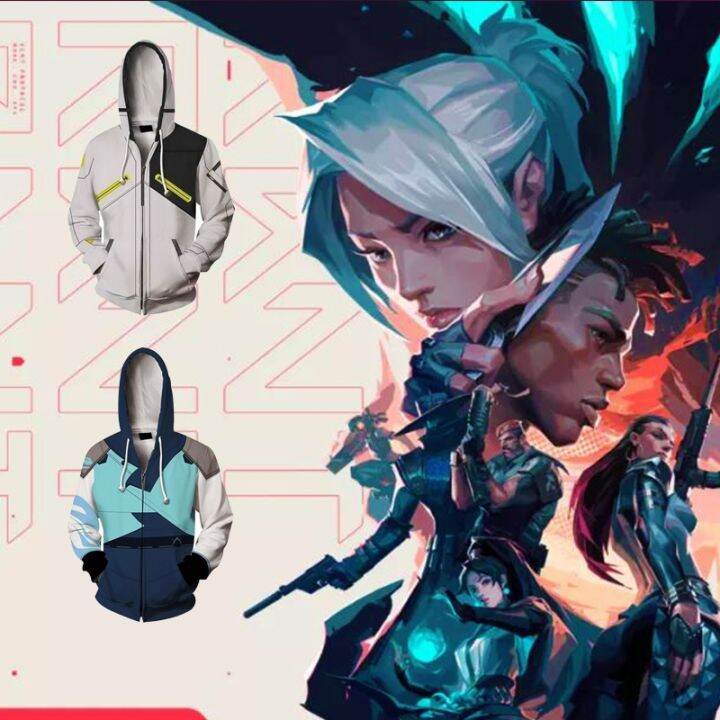 ∋ Valorant Hoodie Jacket Apparel Zipper Cosplay Coat Long Sleeve Hooded ...