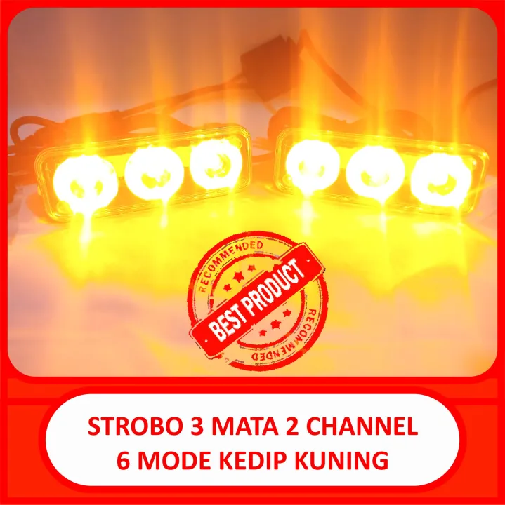 strobo 3 mata led kuning 2 channel 6 mode nyala flash | Lazada Indonesia