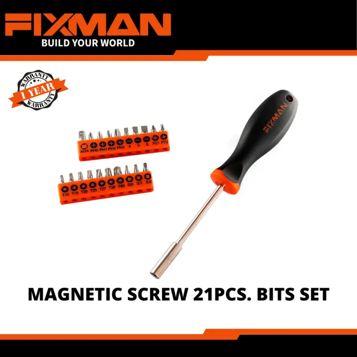 FIXMAN Magnetic Screwdriver Philips and Flathead Bits Set, 21 pcs | Lazada PH