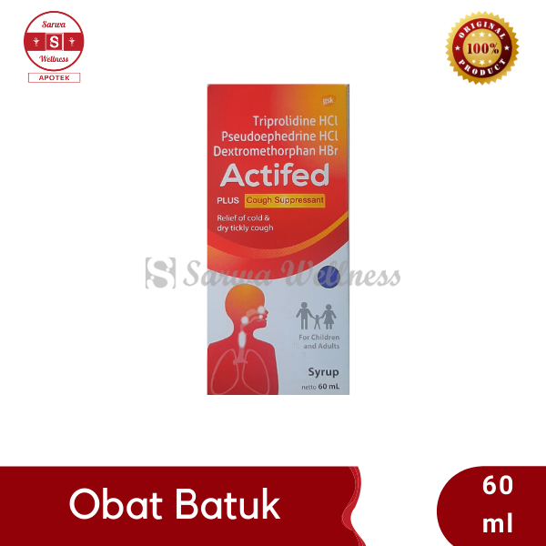 Actifed Merah Plus Cough Supressant Sirup (1 Botol - 60ml ...