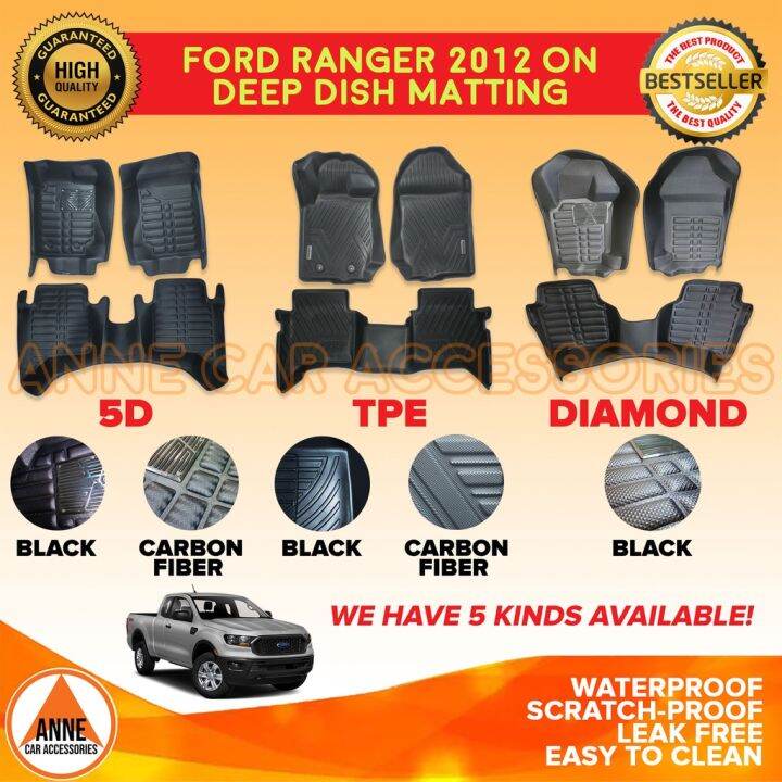 TPE 5D Car Deep Dish Matting for Ford Ranger T6 T7 T8 Wildtrak Raptor ...